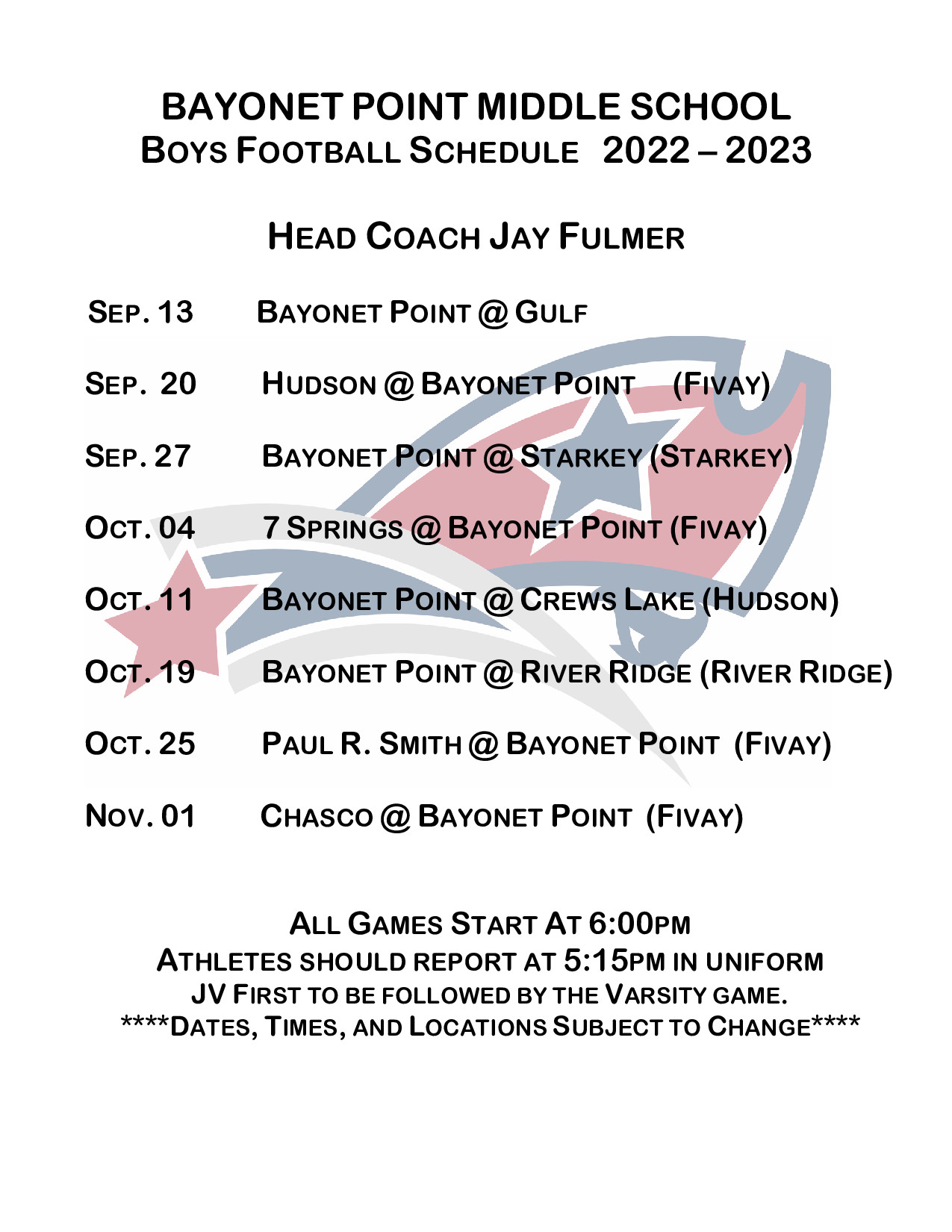 Football | Bayonet Point Middle School