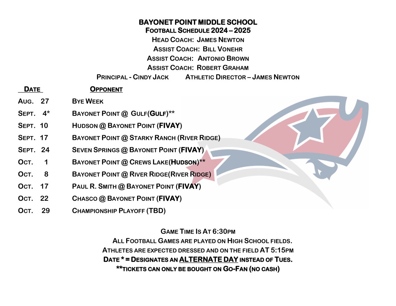 Football | Bayonet Point Middle School