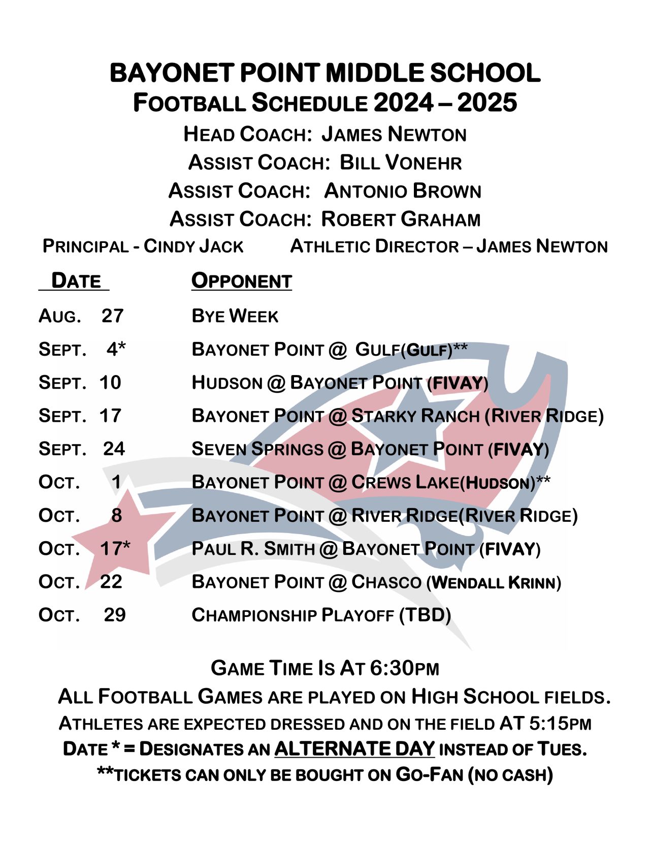 Football | Bayonet Point Middle School